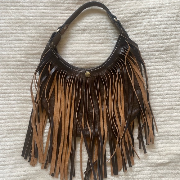 Bags | Vintage Doublesided Fringe Leather Hobo Bag | Poshmark